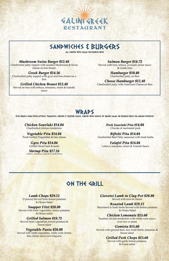 MENU - Galini Greek Restaurant